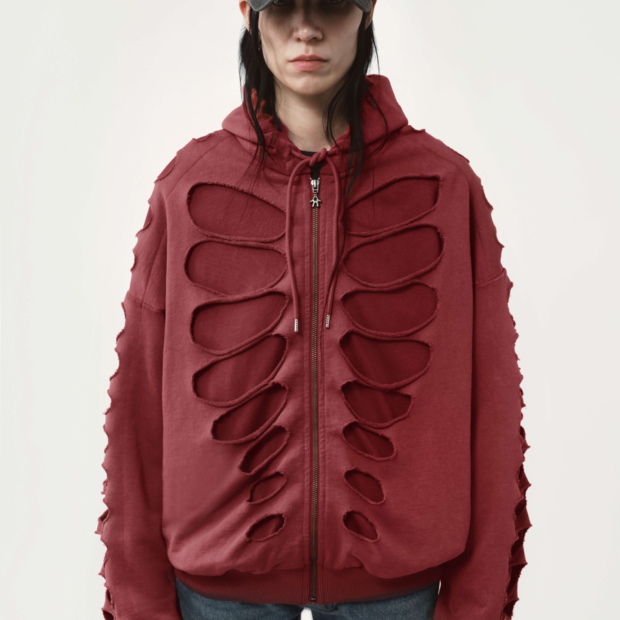 Shoulderless cutout hoodie